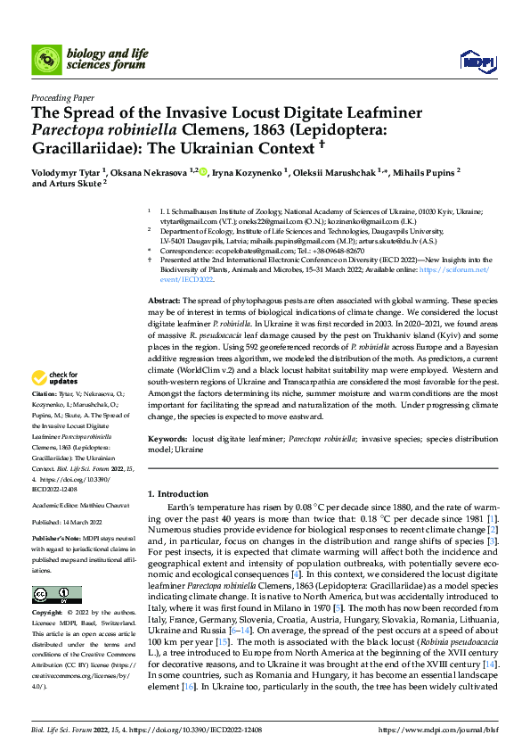 (PDF) The Spread of the Invasive Locust Digitate Leafminer Parectopa ...