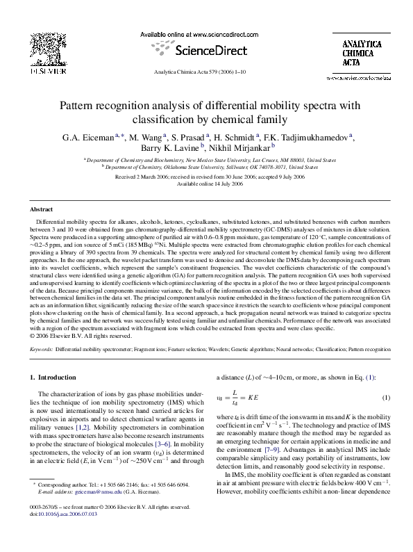 (PDF) Pattern recognition analysis of differential mobility spectra with classification by ...