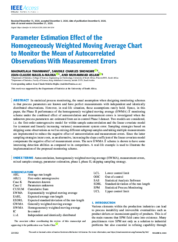 Pdf Parameter Estimation Effect Of The Homogeneously Weighted Moving