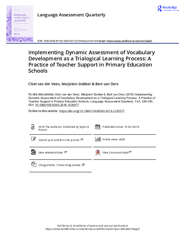 (PDF) Implementing Dynamic Assessment of Vocabulary Development as a ...