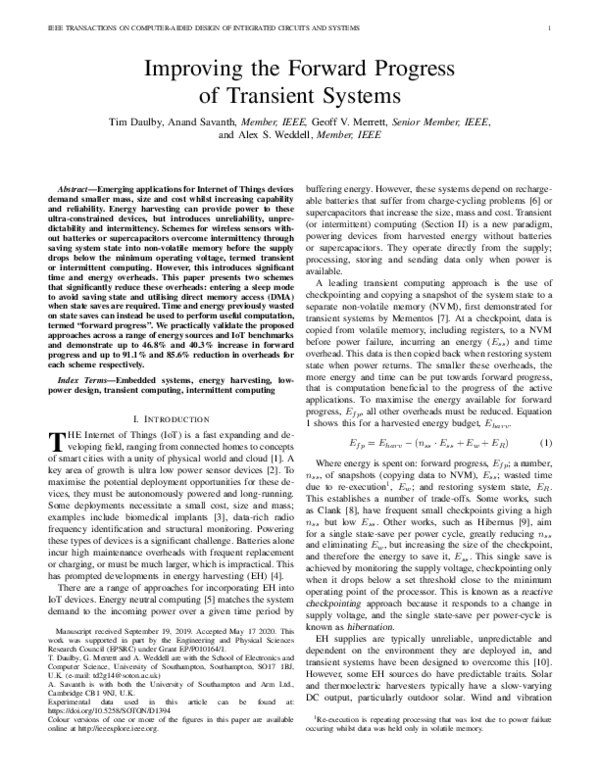 (PDF) Improving the Forward Progress of Transient Systems