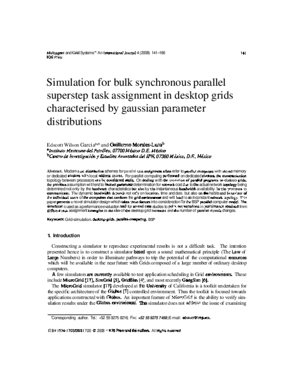 Pdf Simulation For Bulk Synchronous Parallel Superstep Task Assignment In Desktop Grids