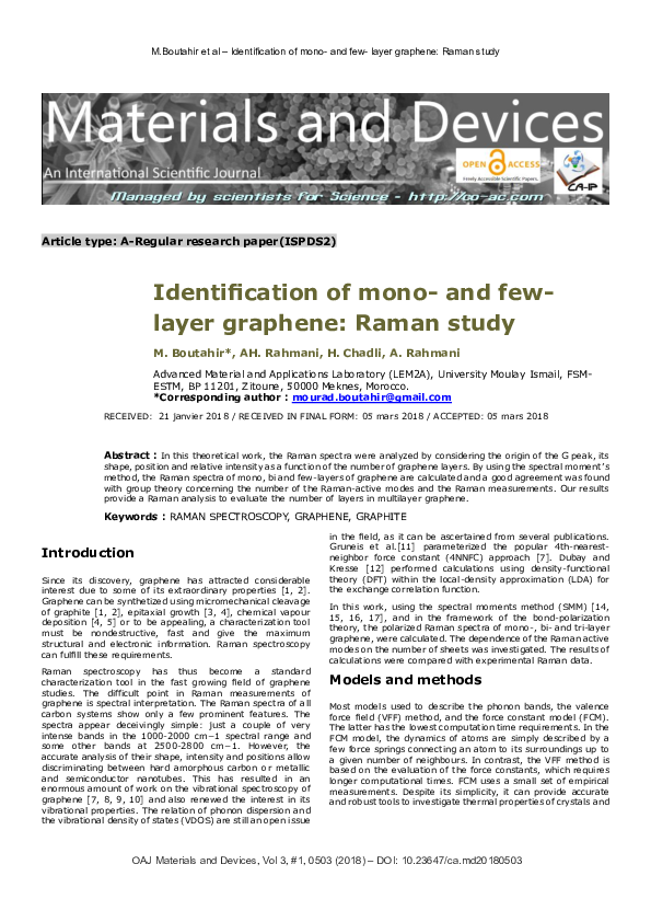 (PDF) Identification of mono-and few-layer graphene: Raman study