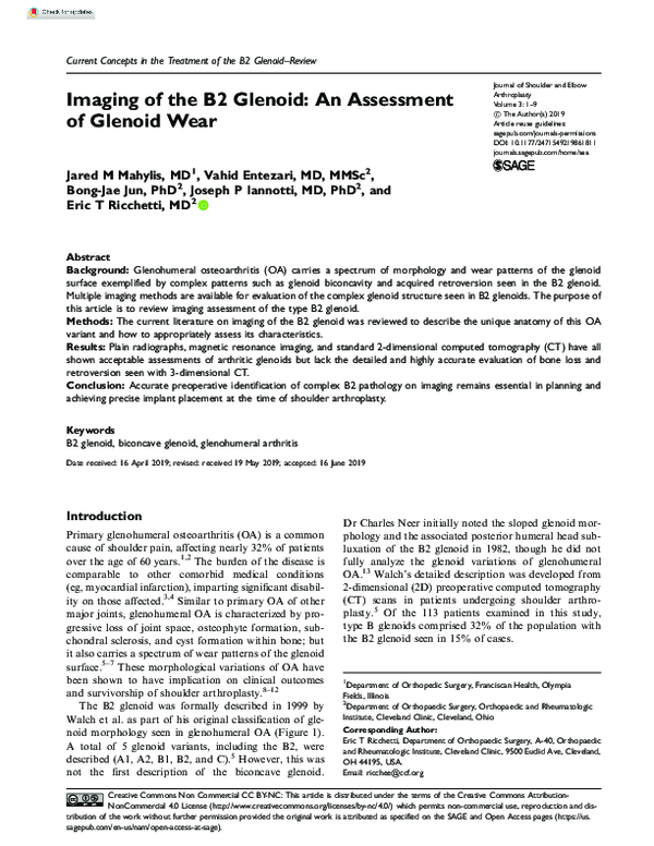 (PDF) Imaging of the B2 Glenoid: An Assessment of Glenoid Wear | Jared ...