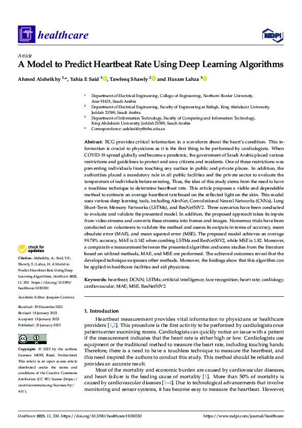 (PDF) A Model to Predict Heartbeat Rate Using Deep Learning Algorithms