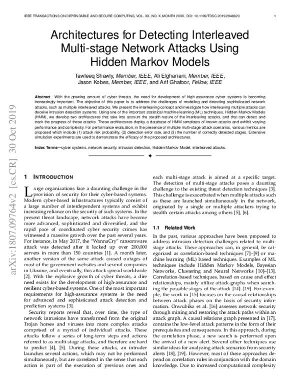 Pdf Architectures For Detecting Interleaved Multi Stage Network Attacks Using Hidden Markov