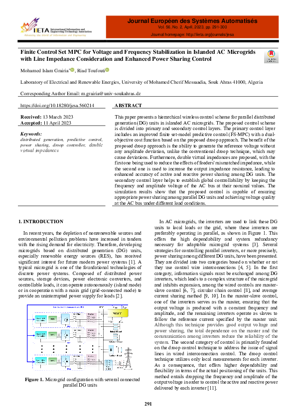 (PDF) Finite Control Set MPC for Voltage and Frequency Stabilization in Islanded AC Microgrids ...