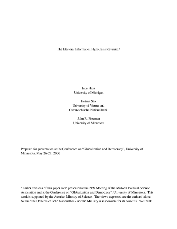 (PDF) The Electoral Information Hypothesis Revisited