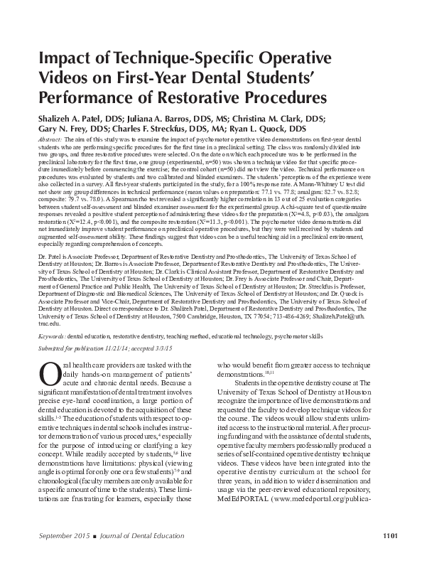 (PDF) Impact of Technique-Specific Operative Videos on First-Year ...