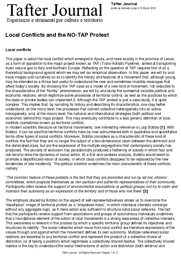 (PDF) Local Conflicts and the NO-TAP Protest