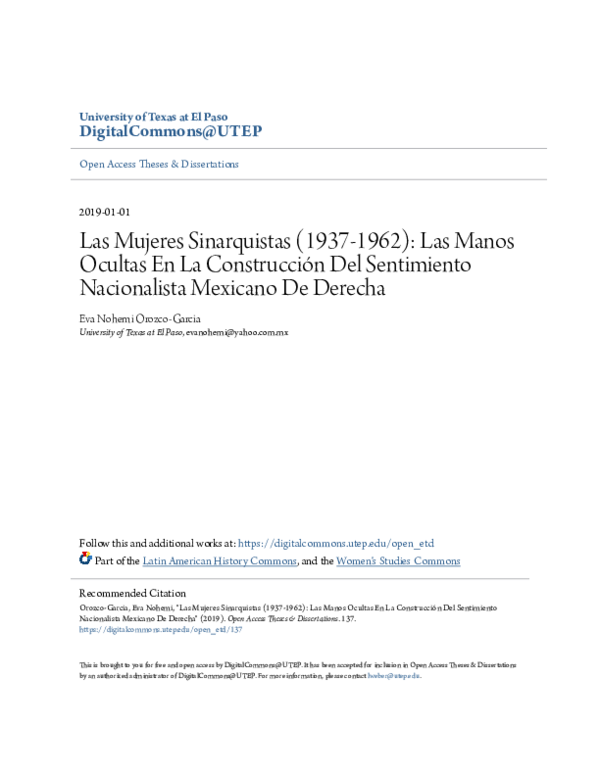 (PDF) Las Mujeres Sinarquistas (1937-1962): Las Manos Ocultas En La ...