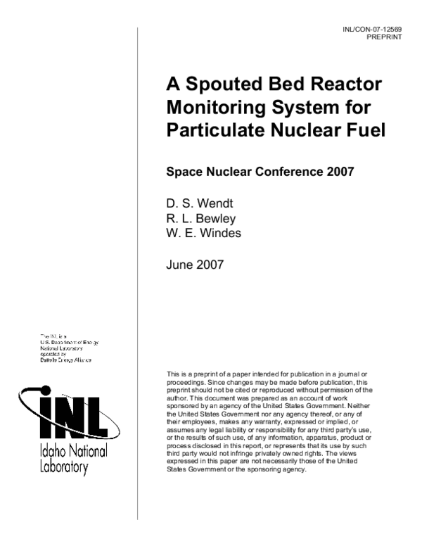 (PDF) A Spouted Bed Reactor Monitoring System for Particulate Nuclear Fuel