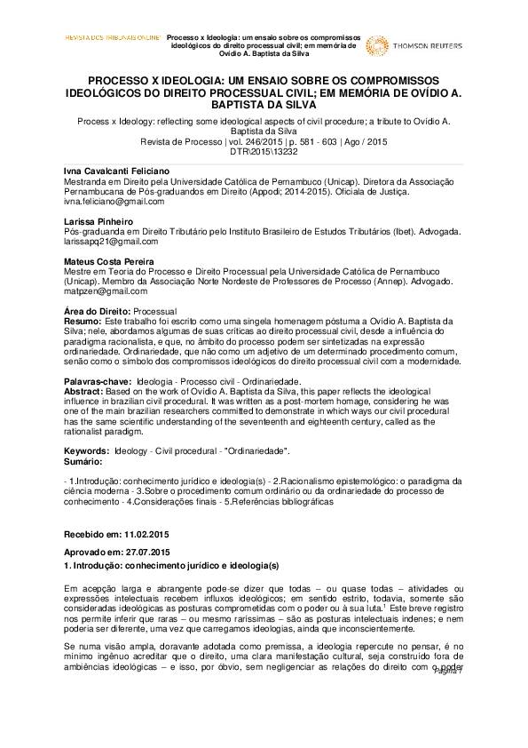 (PDF) PROCESSO X IDEOLOGIA: UM ENSAIO SOBRE OS COMPROMISSOS IDEOLÓGICOS ...