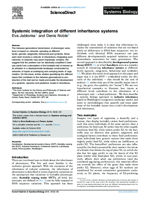 (PDF) Systemic integration of different inheritance systems