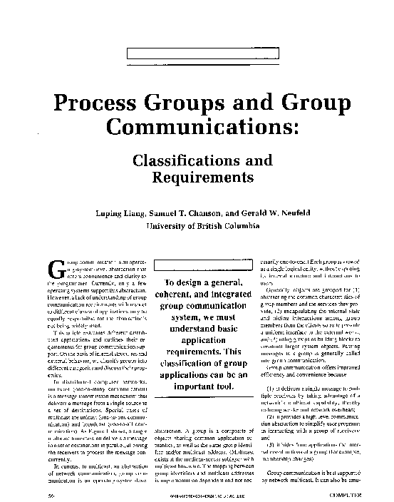 (PDF) Process groups and group communications: classifications and ...