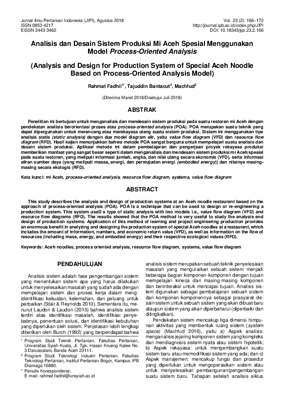 (PDF) Analysis and Design for Production System of Special Aceh Noodle Based on Process-Oriented ...