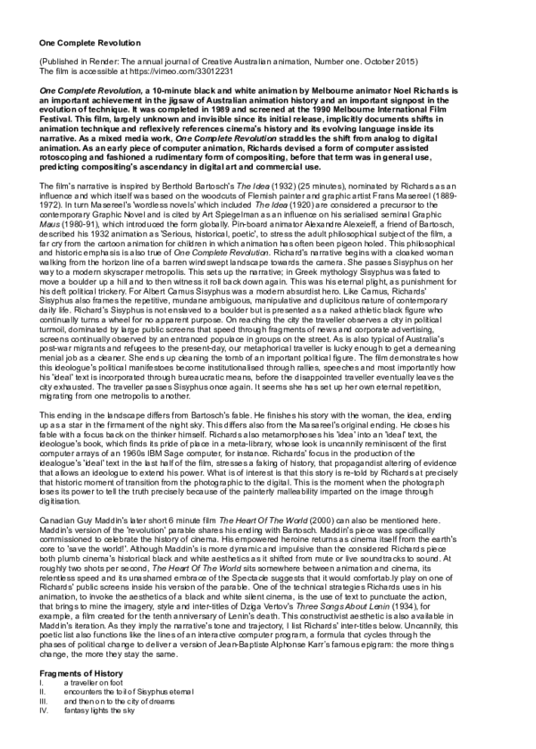 (DOC) One Complete Revolution