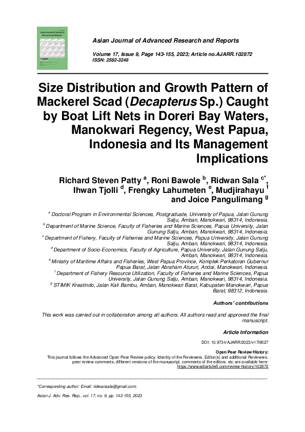 (PDF) Size Distribution and Growth Pattern of Mackerel Scad (Decapterus ...
