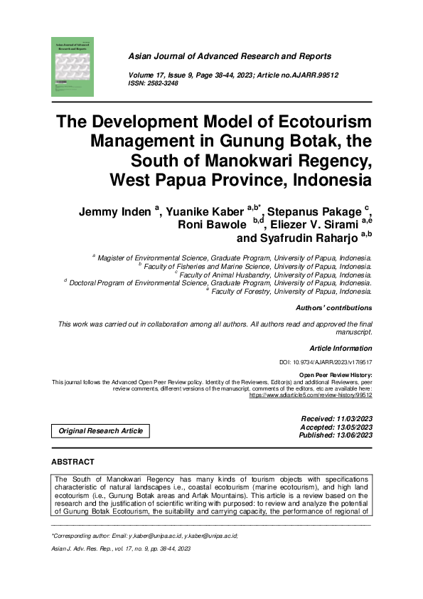 (PDF) The Development Model of Ecotourism Management in Gunung Botak ...