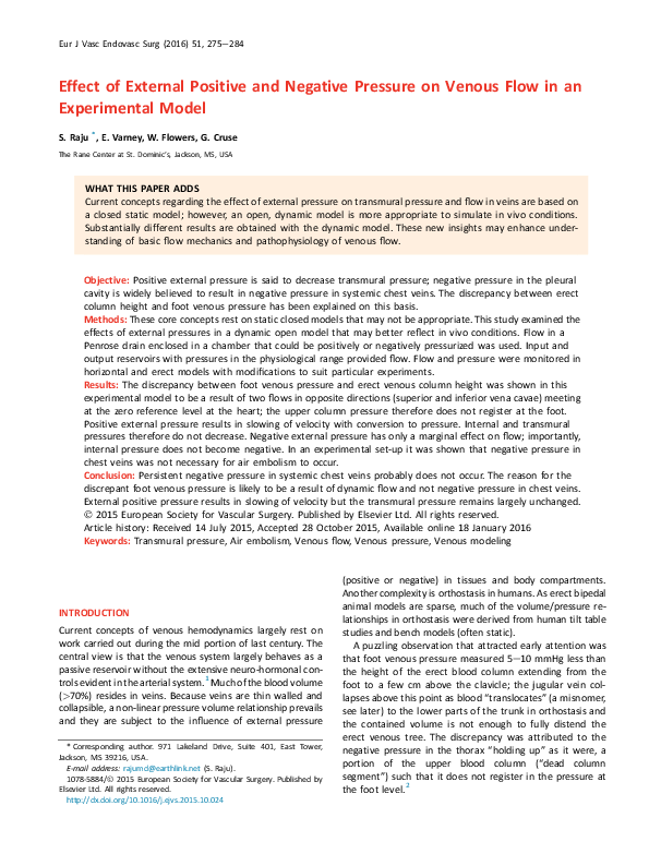 (PDF) Effect of External Positive and Negative Pressure on Venous Flow ...