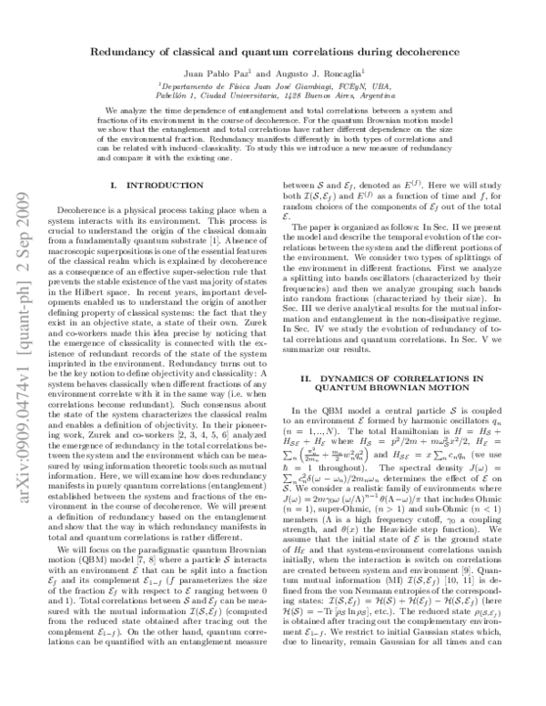 (PDF) Redundancy of classical and quantum correlations during decoherence