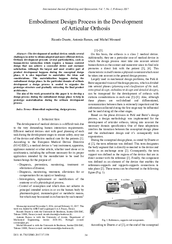 (PDF) Embodiment Design Process in the Development of Articular Orthosis