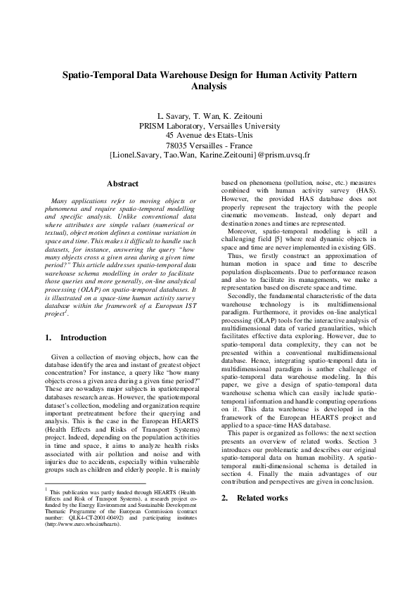 (PDF) Spatio-temporal data warehouse design for human activity pattern analysis