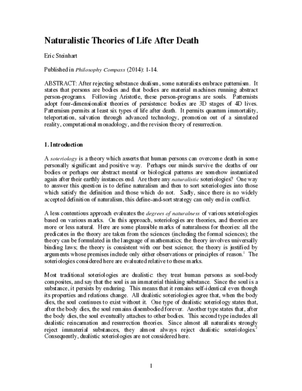 (PDF) Naturalistic Theories of Life after Death