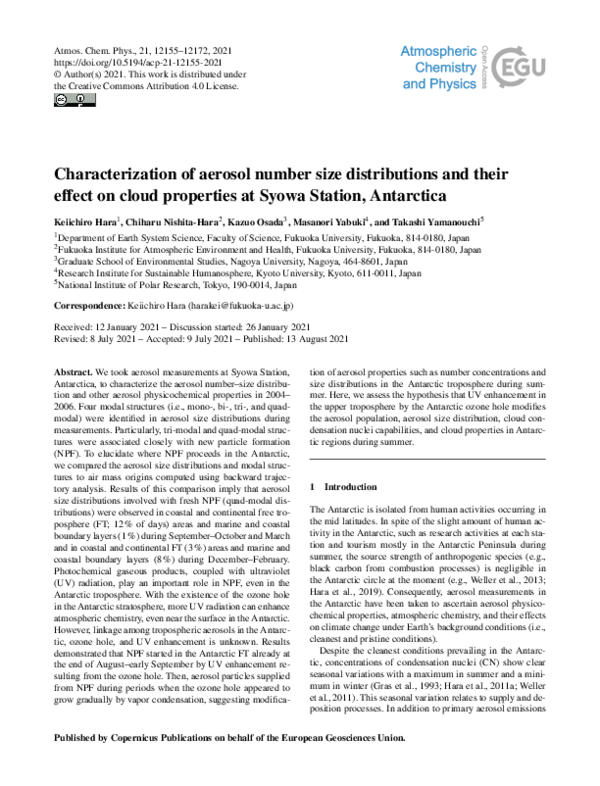 (PDF) Characterization of aerosol number size distributions and their ...