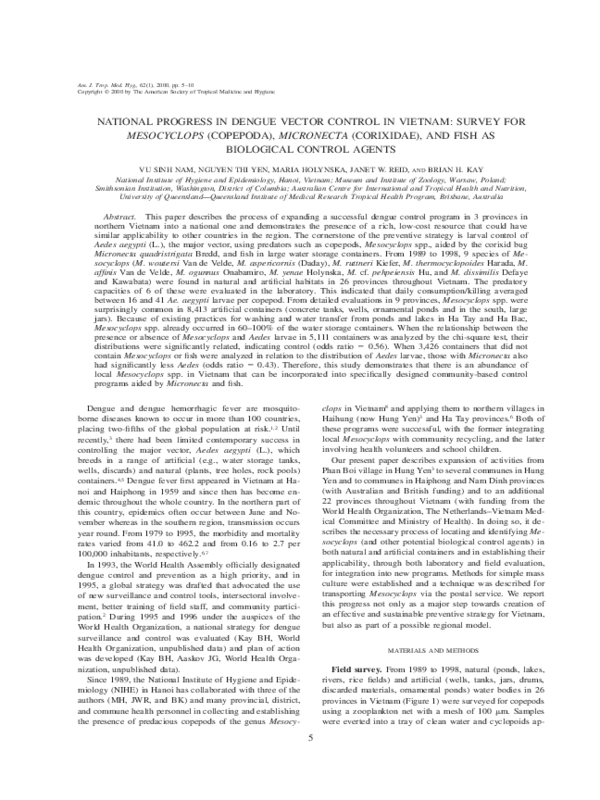 (PDF) National progress in dengue vector control in Vietnam: survey for ...