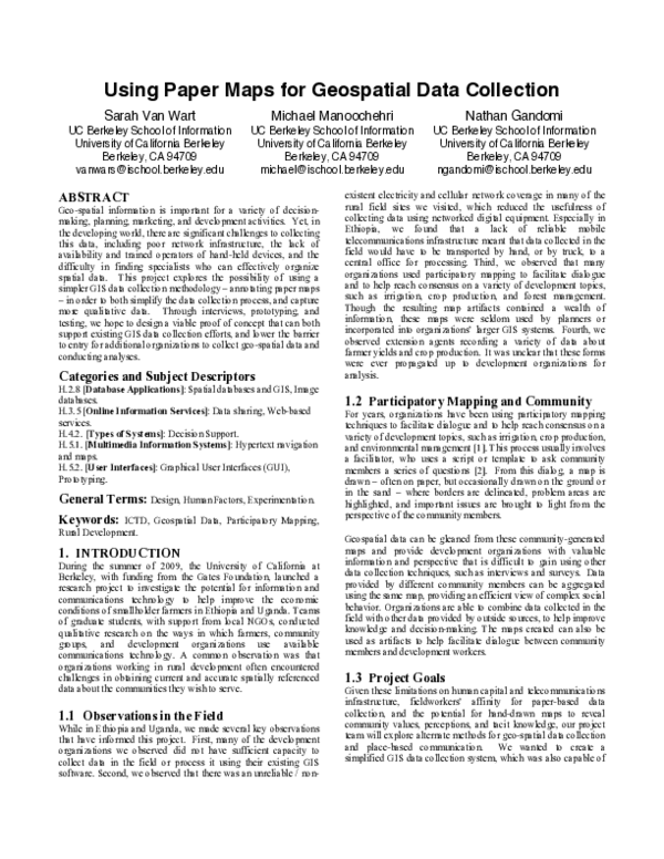 (PDF) Using Paper Maps for Geospatial Data Collection