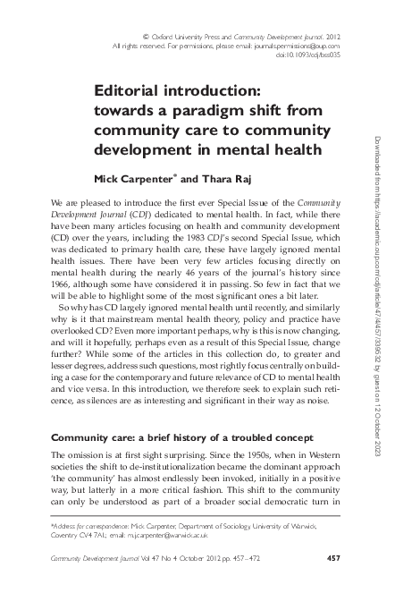 (PDF) Editorial introduction: towards a paradigm shift from community ...