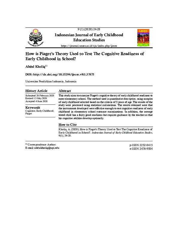 (PDF) How is Piaget's Theory Used to Test The Cognitive Readiness of ...