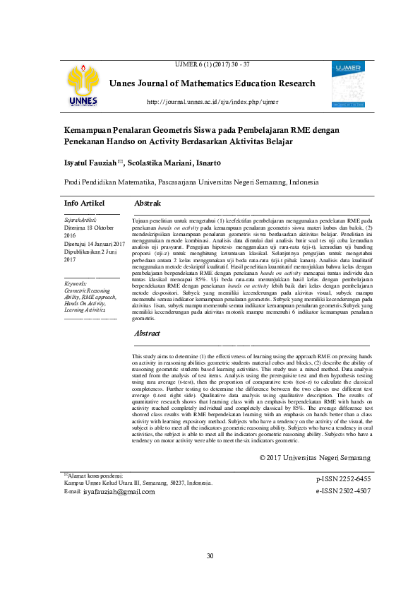 (PDF) Unnes Journal of Mathematics Education Research Kemampuan ...