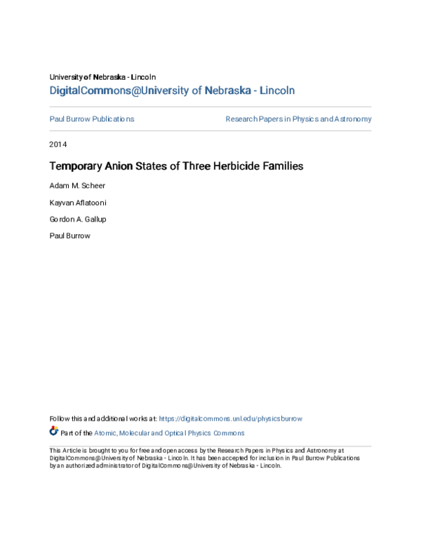 (PDF) Temporary Anion States of Three Herbicide Families | Adam Scheer ...