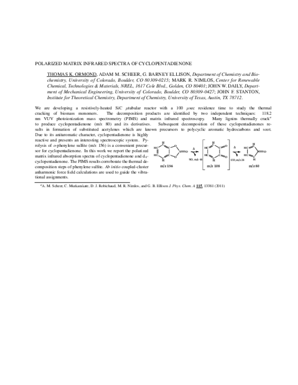 (PDF) Polarized Matrix Infrared Spectra of Cyclopentadienone | Adam ...