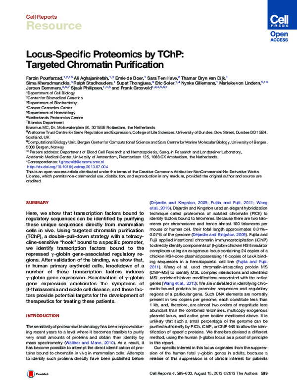 (PDF) Locus-Specific Proteomics by TChP: Targeted Chromatin Purification