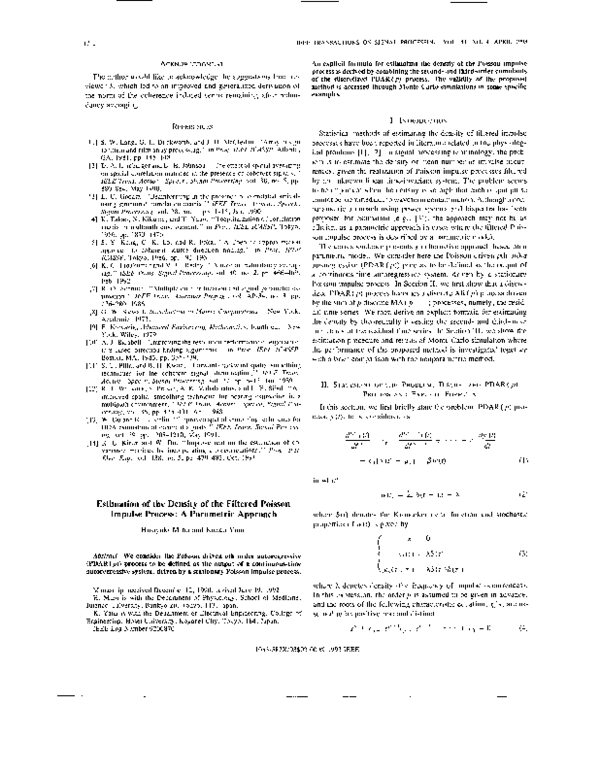 (PDF) Estimation of the density of the filtered Poisson impulse process: a parametric approach ...