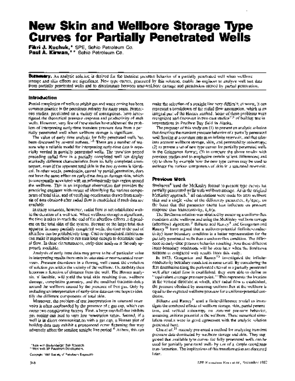(PDF) New Skin and Wellbore Storage Type Curves for Partially ...
