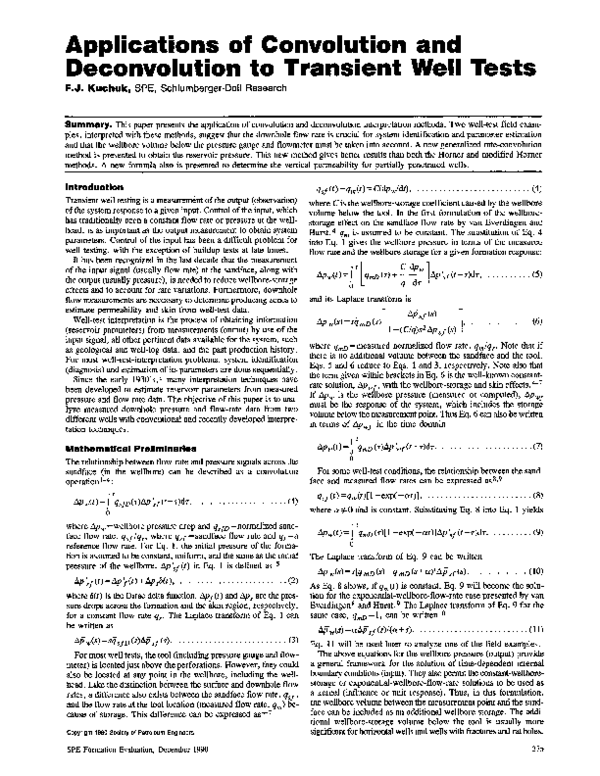 (PDF) Applications of Convolution and Deconvolution to Transient Well Tests