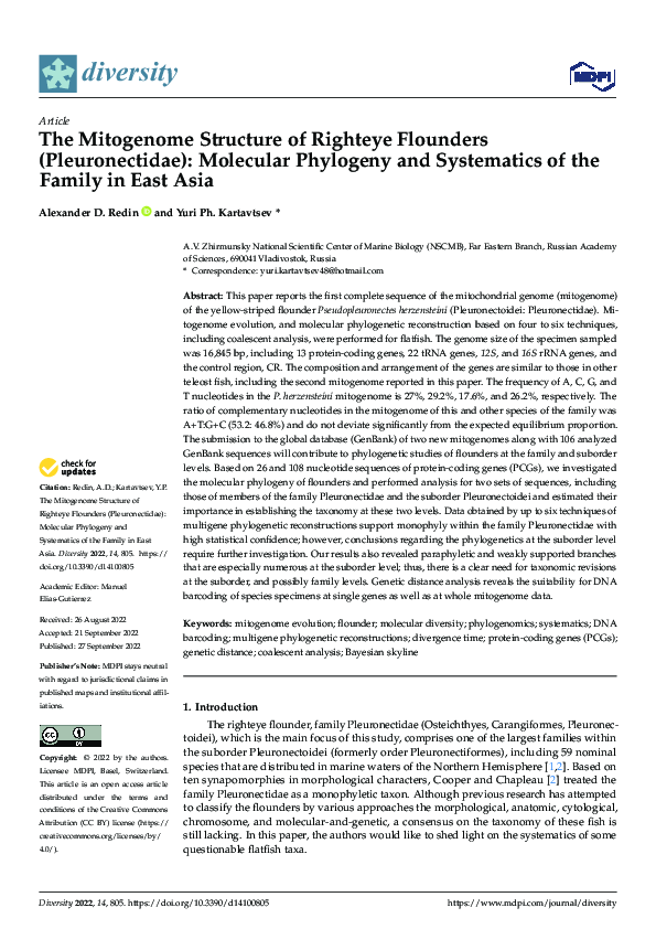 (PDF) The Mitogenome Structure of Righteye Flounders (Pleuronectidae ...