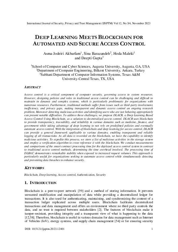 (PDF) Deep Learning Meets Blockchain for Automated and Secure Access Control