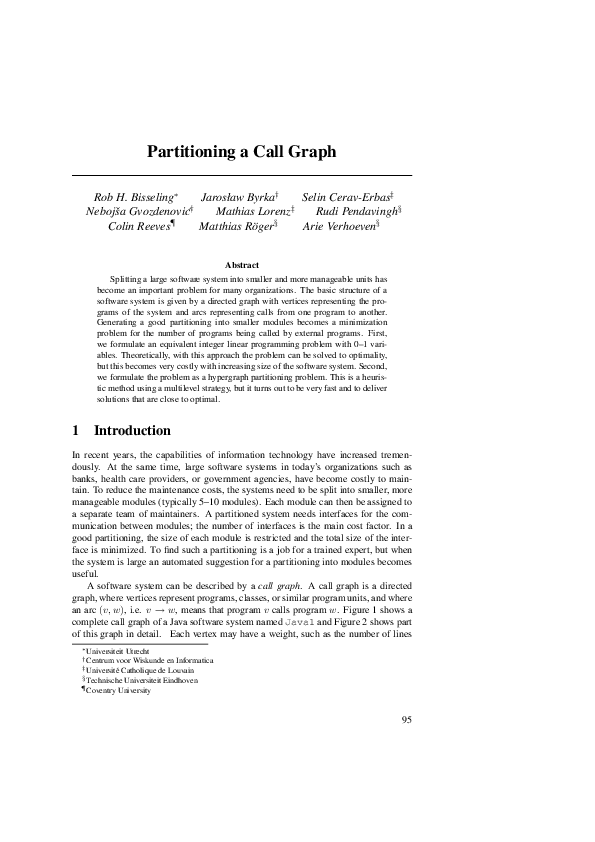 (PDF) Partitioning a call graph | Nebojša Gvozdenovic - Academia.edu