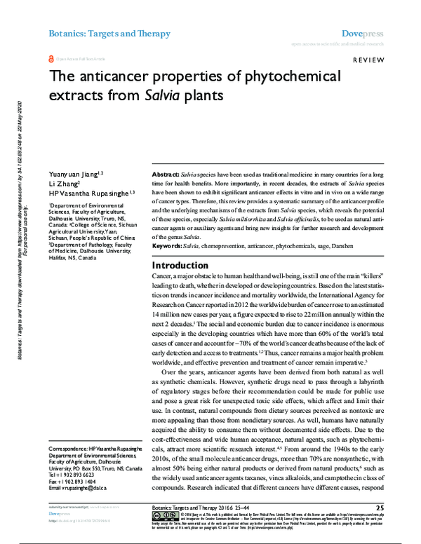 (PDF) The anticancer properties of phytochemical extracts from Salvia plants