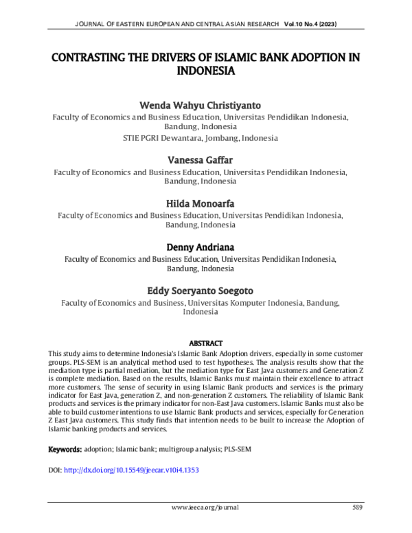 (PDF) Contrasting the drivers of Islamic bank adoption in Indonesia