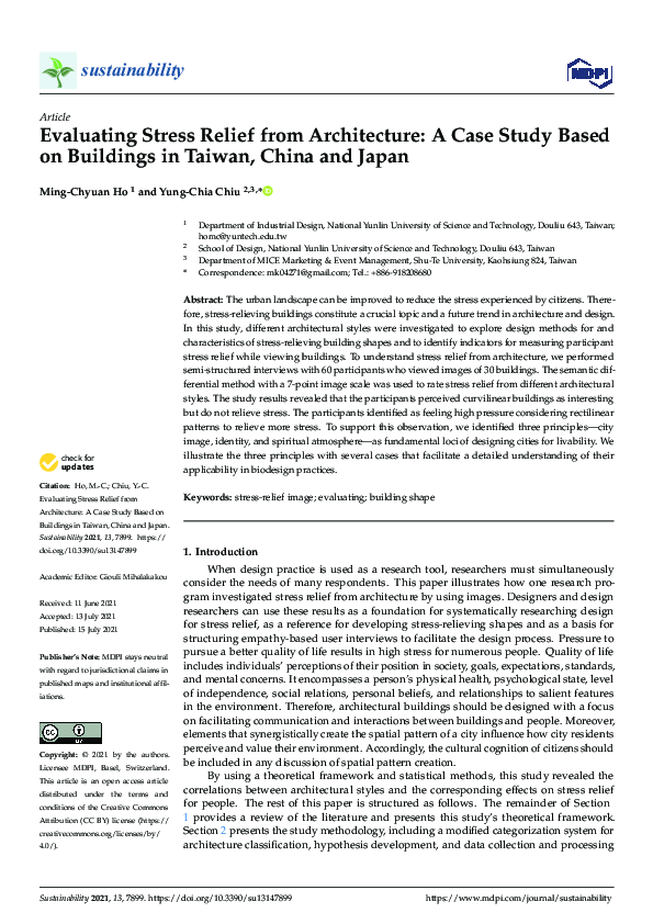 (PDF) Evaluating Stress Relief from Architecture: A Case Study Based on ...
