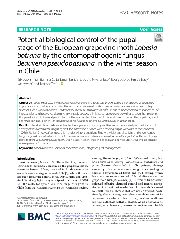 (PDF) Potential biological control of the pupal stage of the European ...