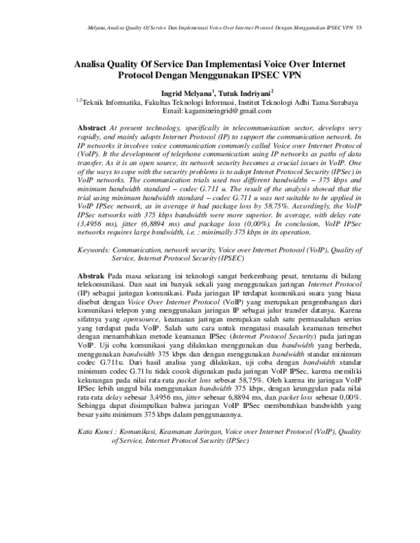 (PDF) Analisa Quality Of Service Dan Implementasi Voice Over Internet Protocol Dengan ...