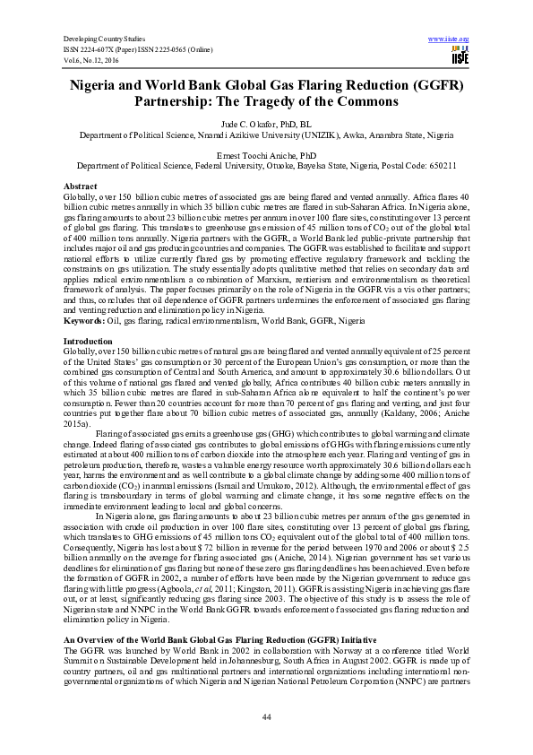 (PDF) Nigeria and World Bank Global Gas Flaring Reduction (GGFR ...