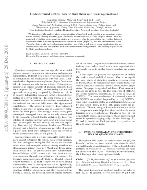 (PDF) Undetermined states: how to find them and their applications
